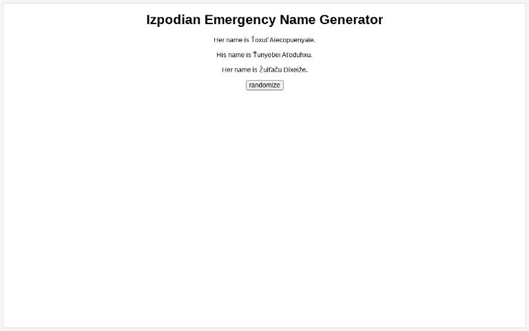 Izpodian Emergency Name Generator