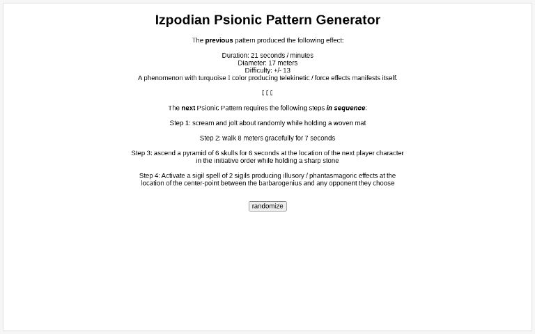 Izpodian Psionic Pattern Generator