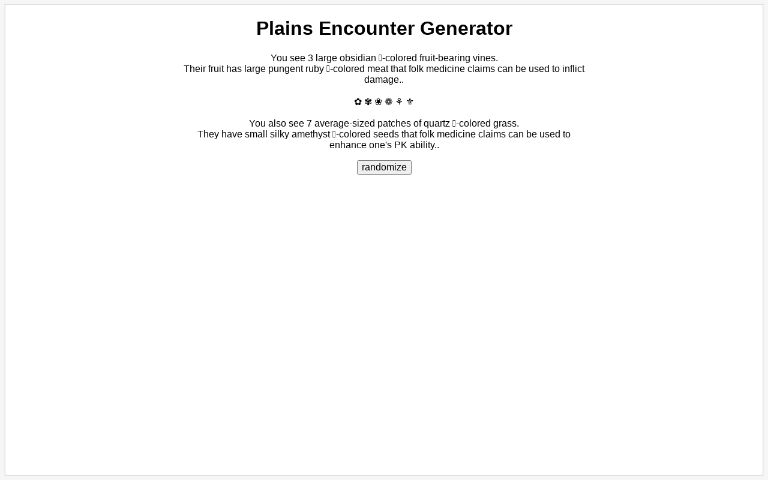 Plains Encounter Generator