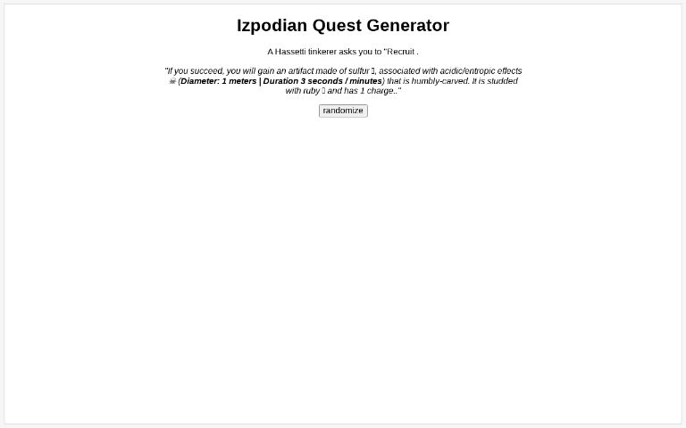 Izpodian Quest Generator