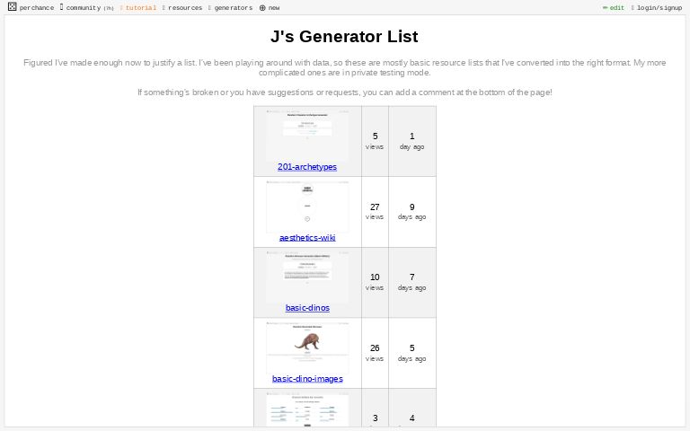 J's Generator List