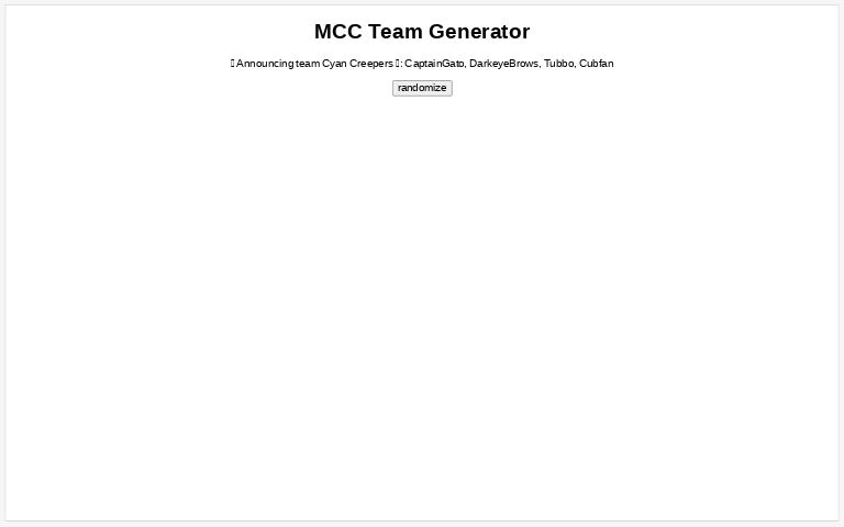 MCC Team Generator
