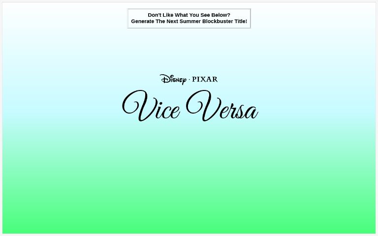 Disney Pixar Movie Titles ― Perchance Generator