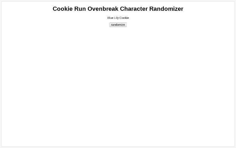 Cookie Run Ovenbreak Character Randomizer ― Perchance Generator