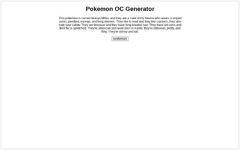 Pokemon OC Generator