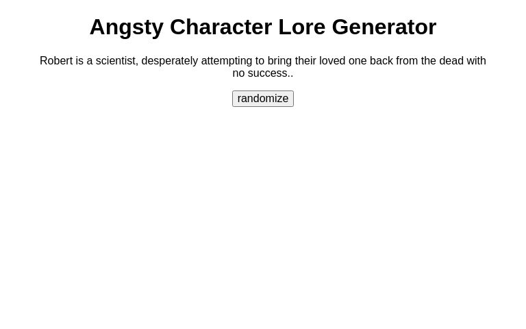 Angsty Character Lore Generator