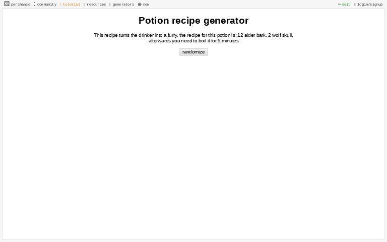 Potion recipe generator