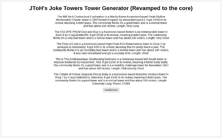 JToH's Joke Towers Tower Generator (Revamped to the core)