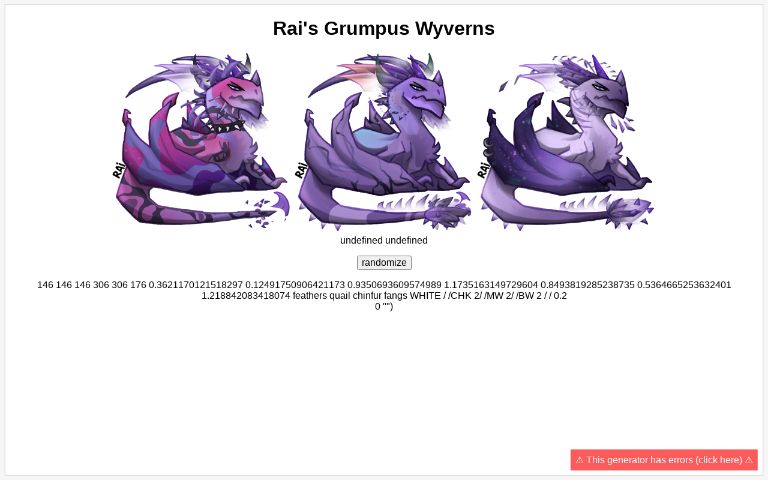 Rai's Grumpus Wyverns ― Perchance Generator