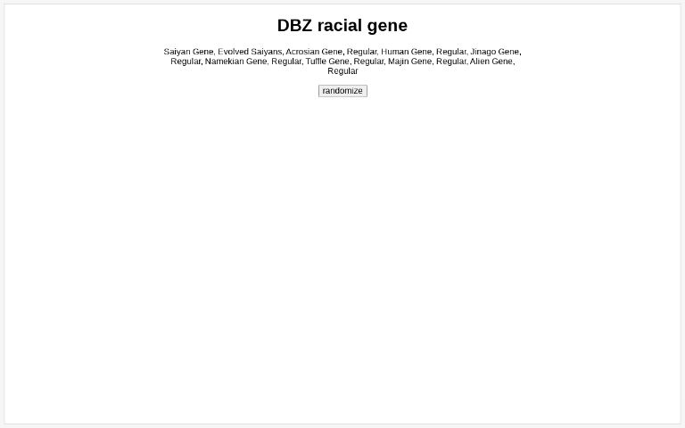 DBZ racial gene ― Perchance Generator