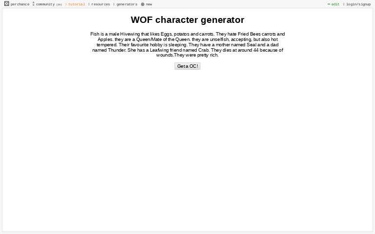 WOF character generator