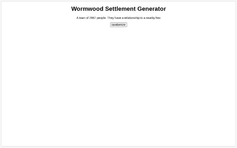 Wormwood Settlement Generator