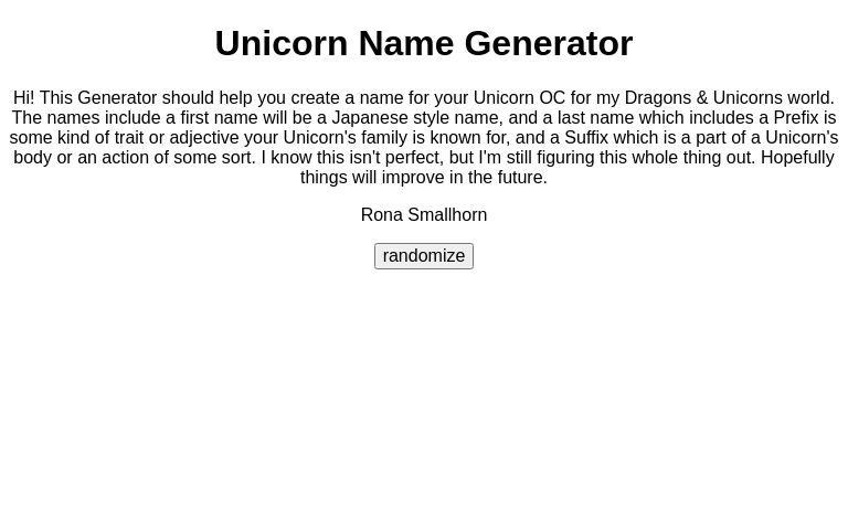 Unicorn Name Generator