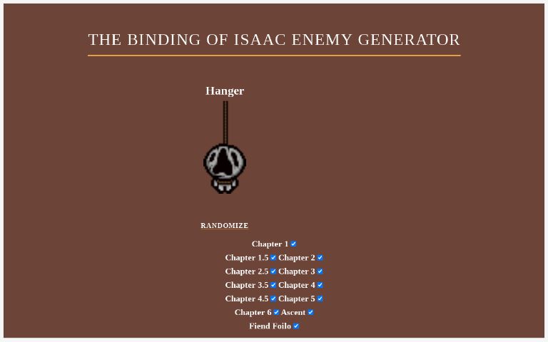 The Binding of Isaac Enemy Generator