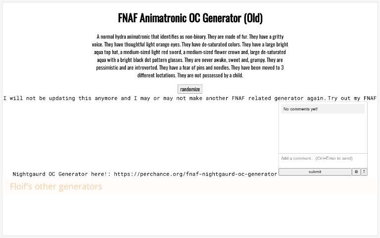 FNAF Animatronic OC Generator (Old)