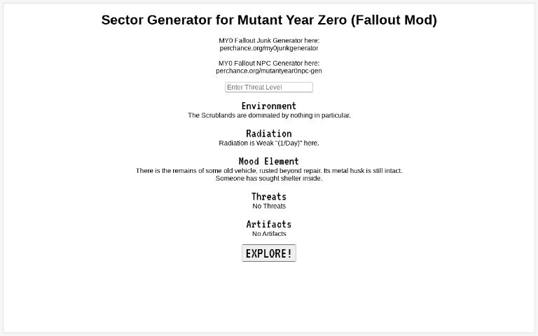 Sector Generator for Mutant Year Zero (Fallout Mod)