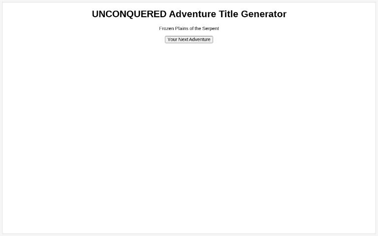 UNCONQUERED Adventure Title Generator