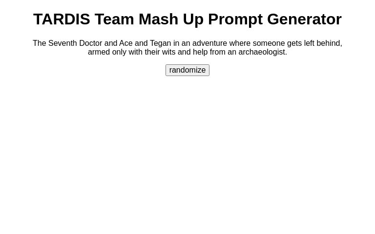 TARDIS Team Mash Up Prompt Generator