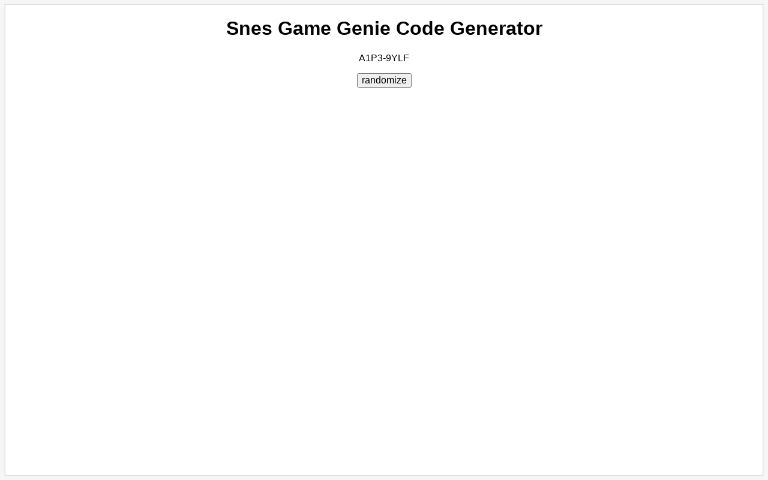 Snes Game Genie Code Generator