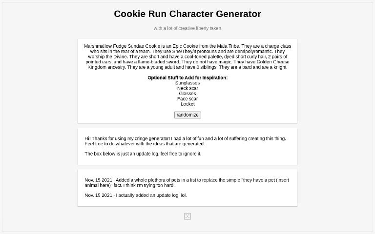 Cookie Run Character Generator