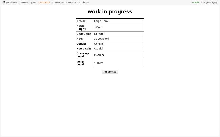 work in progress ― Perchance Generator