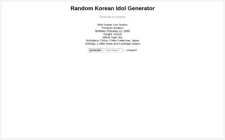Random Korean Idol Generator