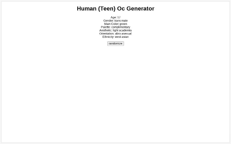 Human (Teen) Oc Generator
