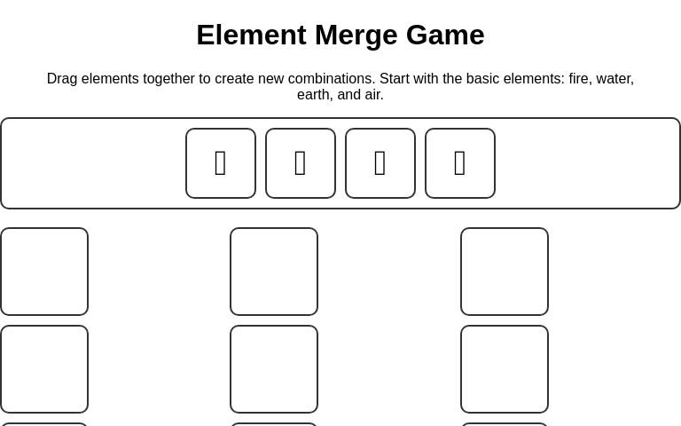 Element Merge Game ― Perchance Generator