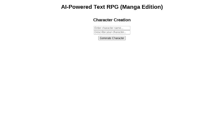 AI-Powered Text RPG (Manga Edition) ― Perchance Generator