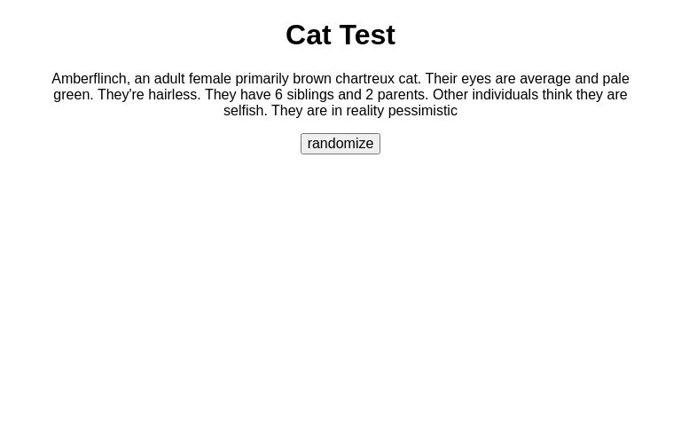 Cat Test ― Perchance Generator