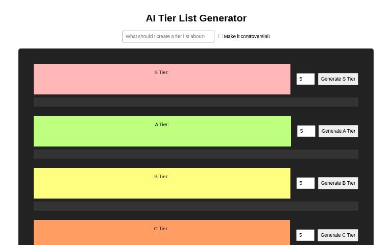 AI Tier List Generator