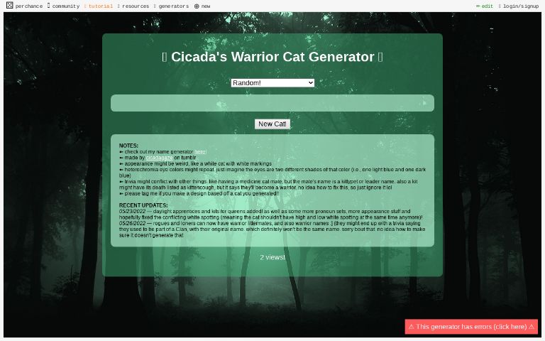🕸 Cicada's Warrior Cat Generator 🕸