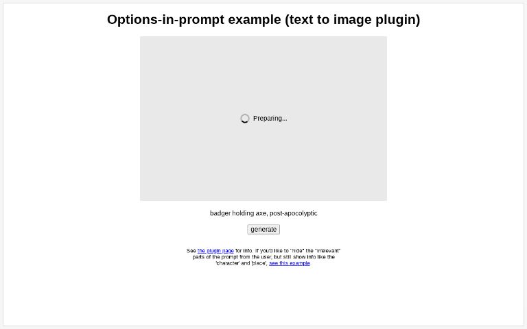 Options-in-prompt example (text to image plugin)