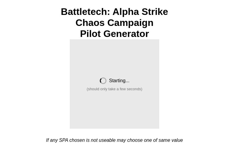 Battletech: Alpha Strike Chaos Campaign Pilot Generator
