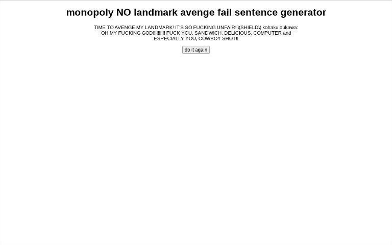 monopoly NO landmark avenge fail sentence generator