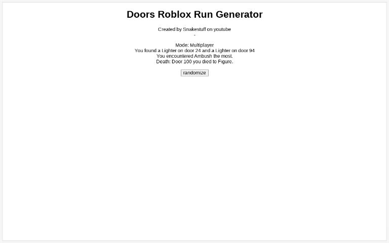 Doors Roblox Run Generator