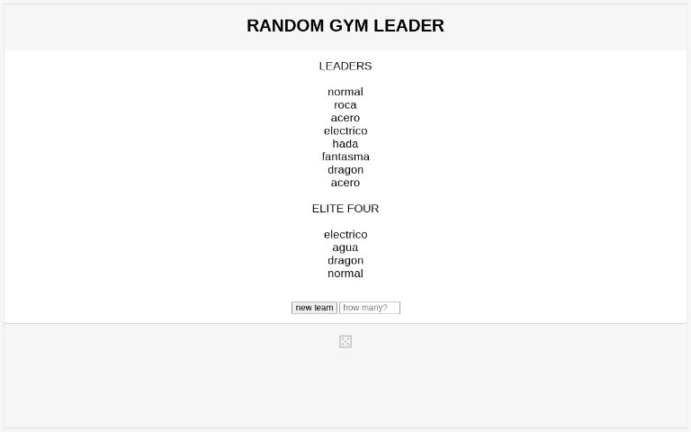 RANDOM GYM LEADER ― Perchance Generator