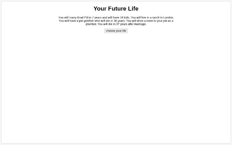 Your Future Life ― Perchance Generator