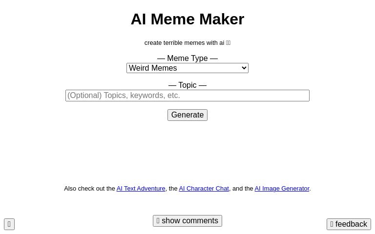 AI Meme Maker (free, no sign-up, no limits) ― Perchance Generator