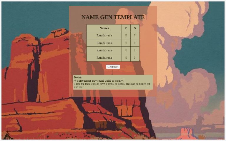 NAME GEN TEMPLATE ― Perchance Generator