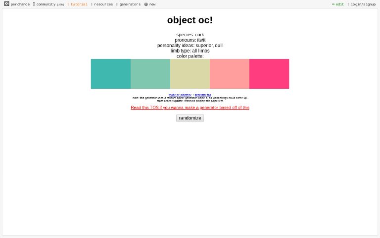 object oc! ― Perchance Generator