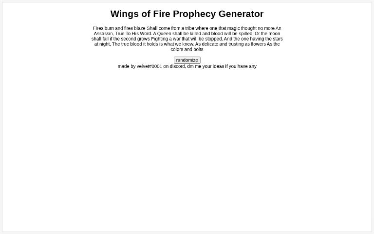 Wings of Fire Prophecy Generator