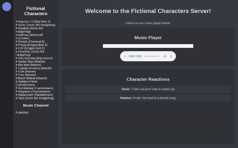 Welcome to the Fictional Characters Server! ― Perchance Generator