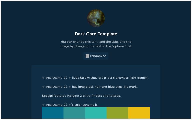 Dark Card Template ― Perchance Generator