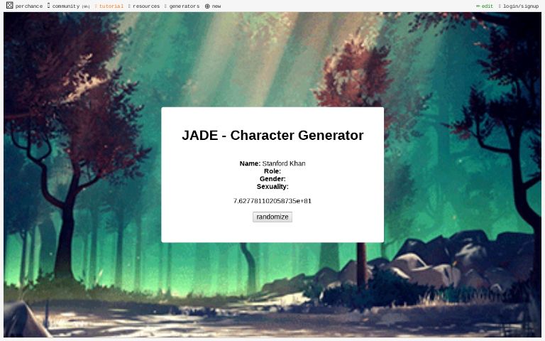 JADE - Character Generator