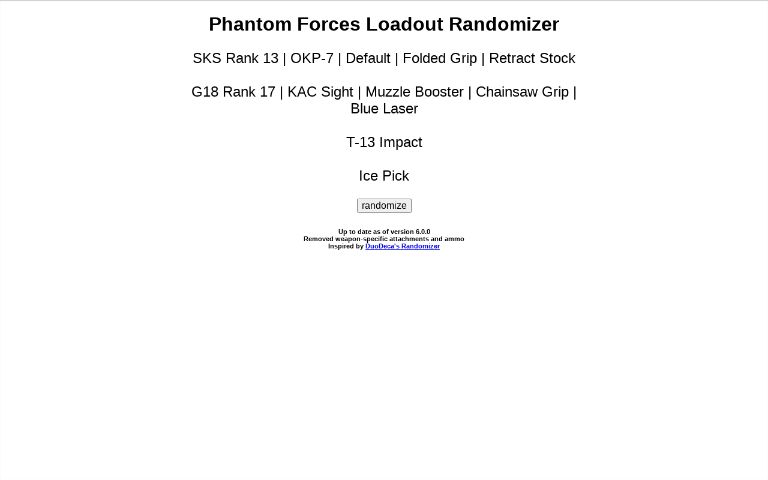 Phantom Forces Loadout Randomizer ― Perchance Generator