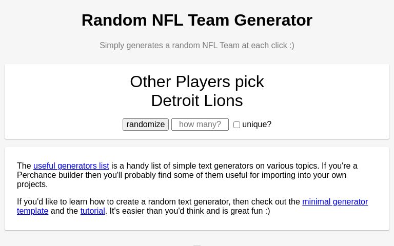 Random NFL Team Generator