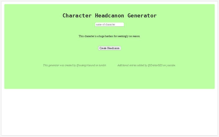 Character Headcanon Generator