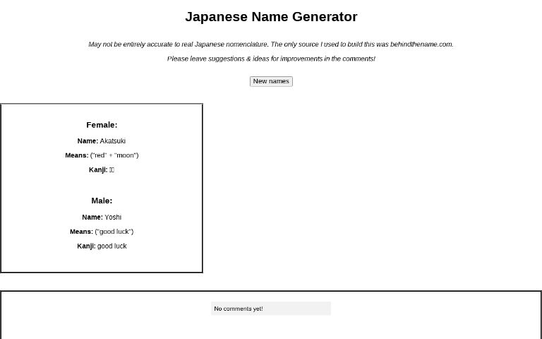 Japanese Name Generator