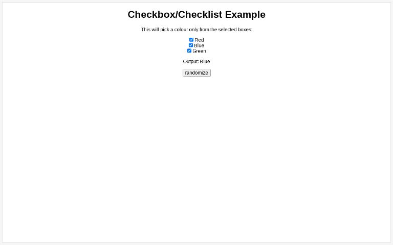 Checkbox/Checklist Example ― Perchance Generator